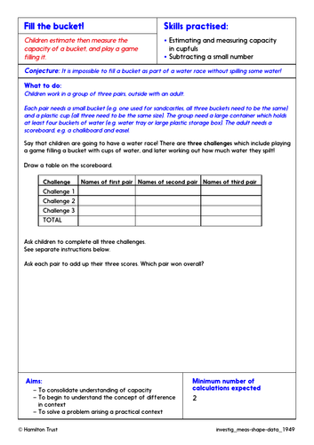 Explore Container Capacities Problem Solving Investigation Year 1 Teaching Resources 