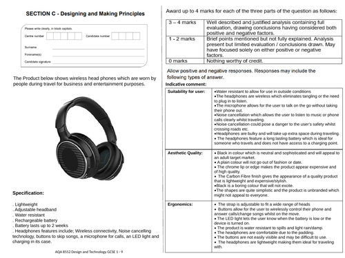 GCSE Mock Exam Questions - Design and Technology 8552 - Section C ... GCSE Mock Exam Questions - Design and Technology 8552 - Section C ...