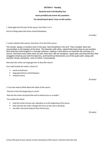 AQA Exam Style Paper - Language 1 | Teaching Resources