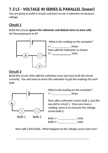 Voltage in series and parallel circuits | Teaching Resources