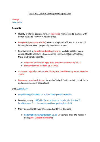 Change and continuity in Russian Society and Culture 1900-1928 - Change ...