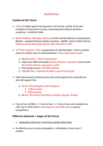 The Red Terror in the USSR under Stalin - AQA A-level Russian history ...