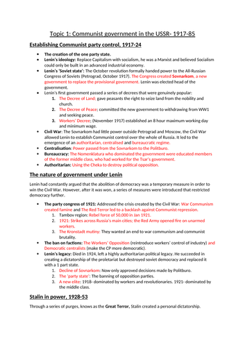 Edexcel A Level History, Russia 1917-19: From Lenin to Yeltsin (full ...