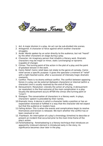 25 key drama terms | Teaching Resources