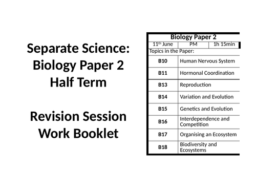 AQA GCSE Biology Paper 2 Separate Science Revision Session | Teaching ...