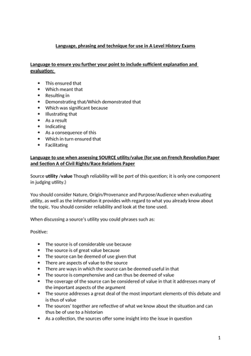 A Level History Literacy - Improving Exam technique through language ...