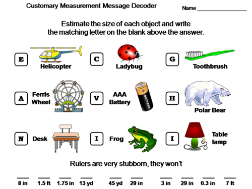 Customary Measurement Game: Math Message Decoder (Inches, Feet, and ...