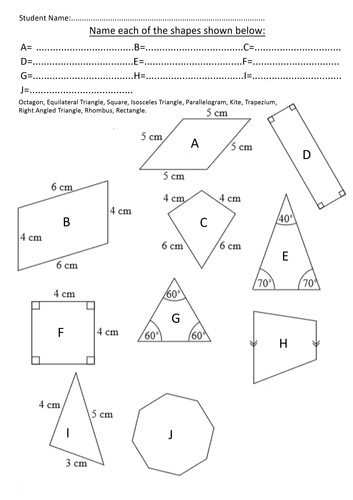 Match the shape names with shapes shown | Teaching Resources