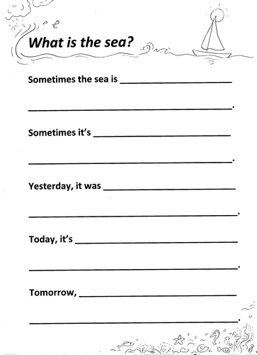 OCEAN Metaphor-Writing + Example | Teaching Resources