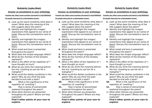 Muliebrity Sujatha Bhatt | Teaching Resources