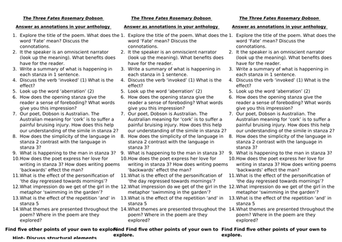 The Three Fates Rosemary Dobson | Teaching Resources