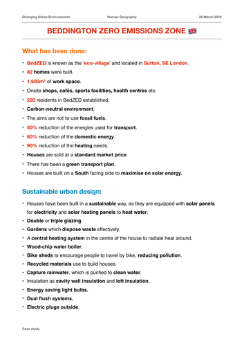 GCSE 9-1 Human Geography Case Studies Revision Pack | Teaching Resources