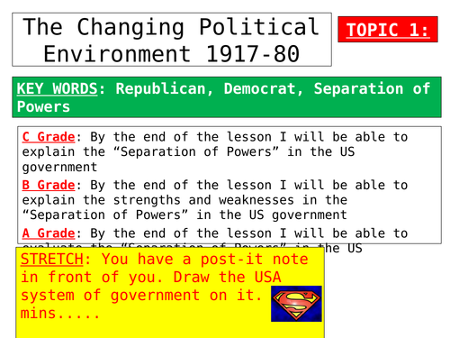 Lesson 2 - US system of government for History Edexcel | Teaching Resources