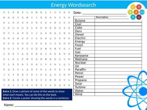 Energy #2 Wordsearch Sheet Starter Activity Keywords Cover Homework ...