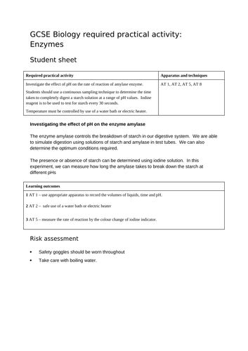 GCSE required practical Enzymes | Teaching Resources