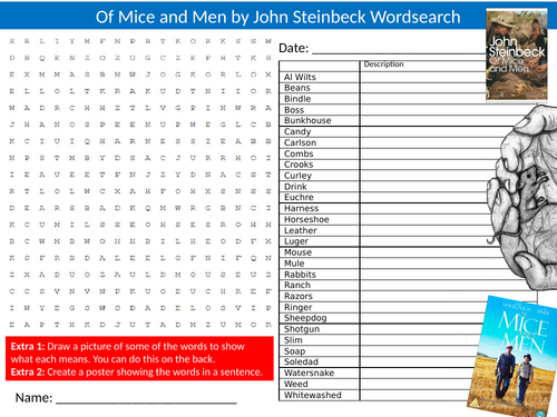 Of Mice and Men Wordsearch Sheet Starter Activity Keywords Cover ...