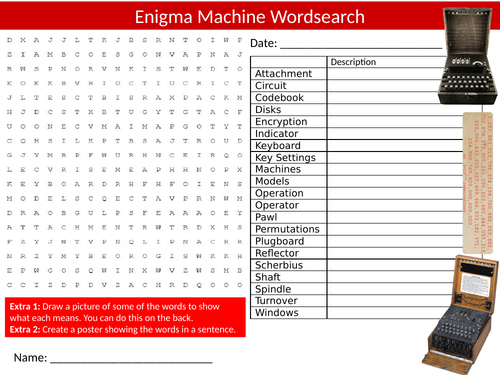 The Enigma Machine Wordsearch Sheet Starter Activity Keywords Cover ...
