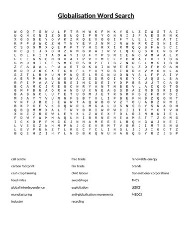 Globalisation Word Search | Teaching Resources
