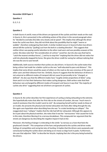 Example Answers for GCSE English Language Paper 2 November 2018 ... Example Answers for GCSE English Language Paper 2 November 2018 ...