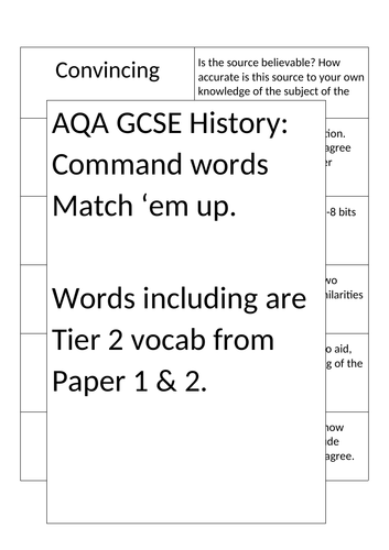 AQA GCSE History - Command words | Teaching Resources