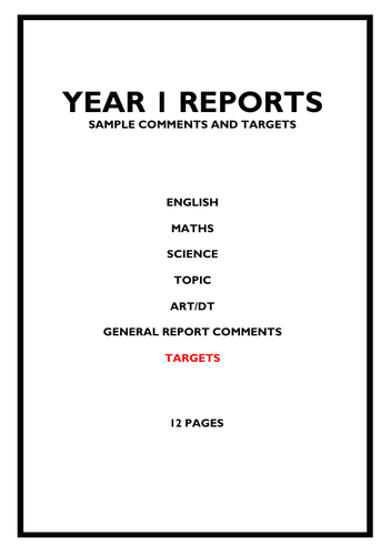 Year 1 Reports and Targets | Teaching Resources