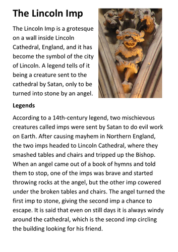 The Lincoln Imp Handout | Teaching Resources