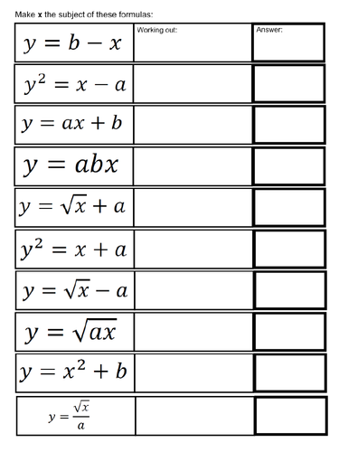 Rearranging Formula Matching Activity | Teaching Resources