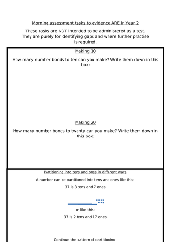 Simple Morning Maths Tasks to Evidence ARE in Year Two Maths | Teaching ...