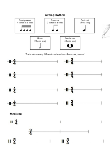 Writing Rhythms Worksheet | Teaching Resources