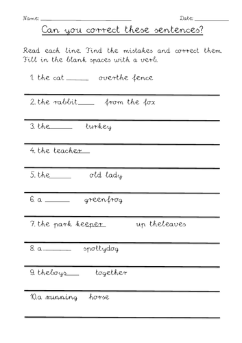 Verbs and Punctuation Editing for Mixed ability | Teaching Resources