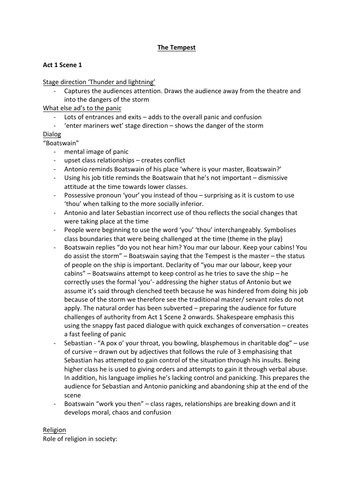 Tempest act 1 scene 1 analysis | Teaching Resources