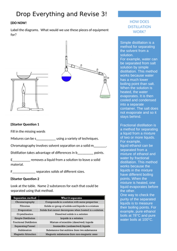Separation Techniques - Drop Everything and Revise 3 | Teaching Resources