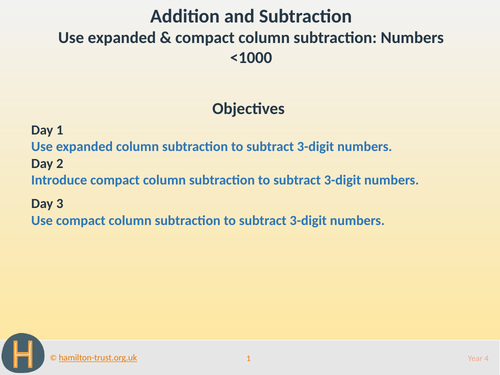 Expanded & compact column subtraction - Teaching Presentation - Year 4 ...