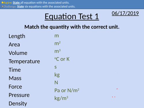 GCSE Physics Equation Tests | Teaching Resources