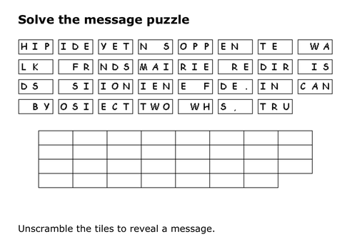 Solve the message puzzle about Friendship | Teaching Resources