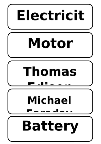 Electricity: Key Words for Display | Teaching Resources