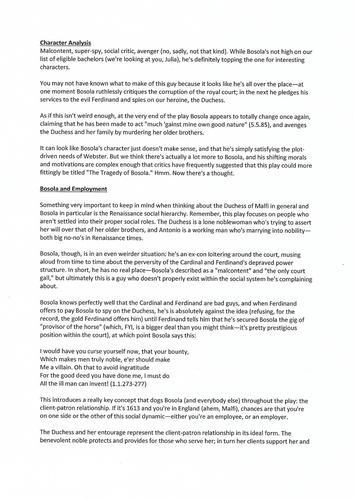 Tempest - Character analysis of Bosola | Teaching Resources