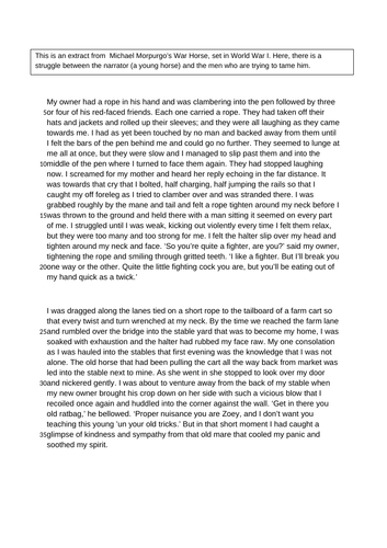 Paper 1 Question 4 Planning Sheet, Model Paragraph, War Horse Extract ...