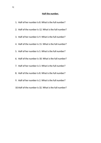 Missing Number Questions | Teaching Resources