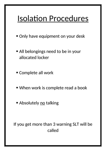 Internal Isolation Pack | Teaching Resources