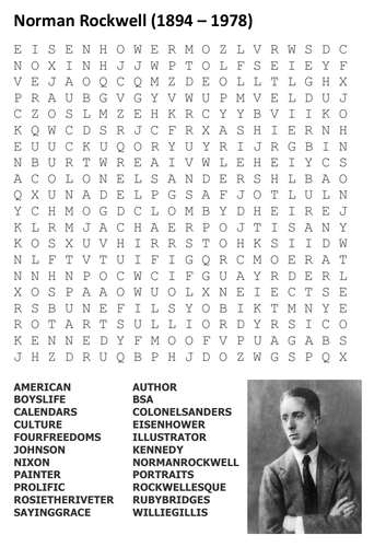 Norman Rockwell Word Search | Teaching Resources