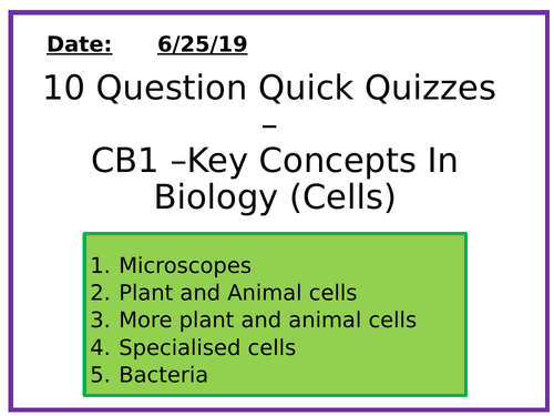 Biology 10 question quizzes - Cells | Teaching Resources
