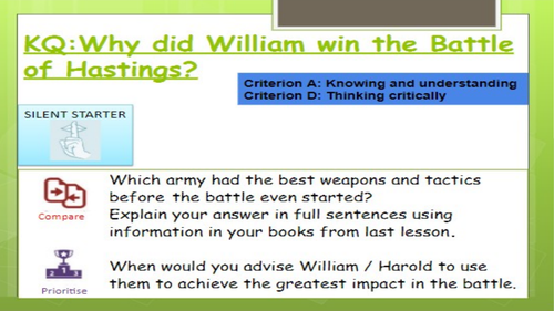 WHY DID WILLIAM WIN THE BATTLE OF HASTINGS? | Teaching Resources