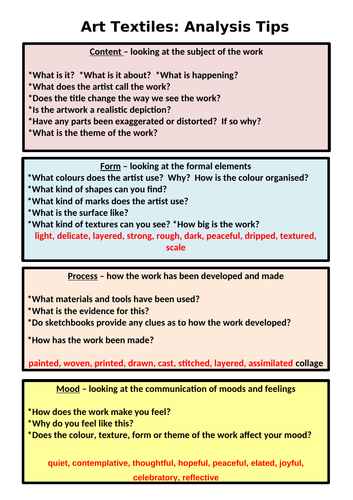 Art Analysis Worksheet Poetry Analysis Worksheet Free Download