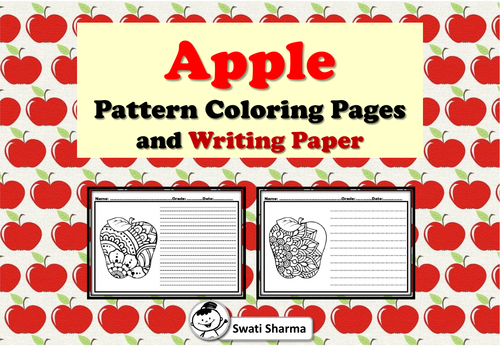 Apple Pattern Coloring Pages and Writing Paper | Teaching Resources