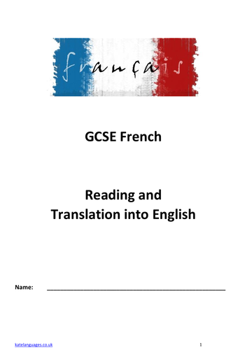 French GCSE Translation/Reading Practice | Teaching Resources