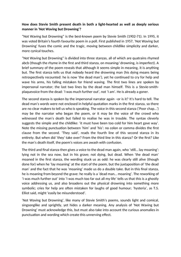 Not Waving But Drowning by Stevie Smith | Teaching Resources