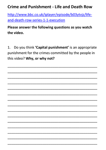 Crime and Punishment - Life and Death Row | Teaching Resources