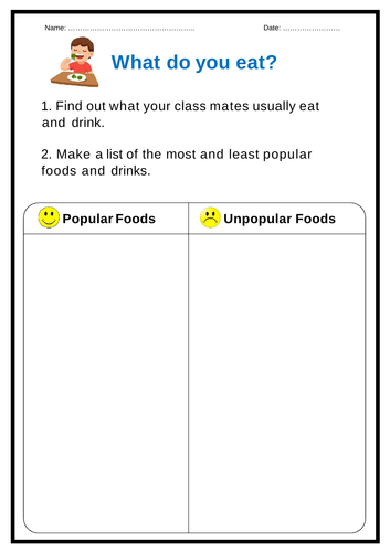 Food: What do you eat? A Class Survey | Teaching Resources