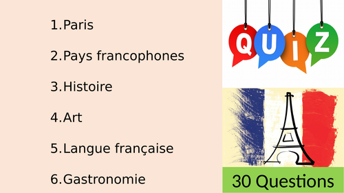 Enf of year French Quiz | Teaching Resources